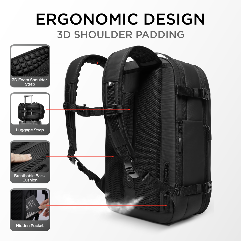 Aero 60L Vacuum-Seal Air Compression Travel Backpack – Black Voyage